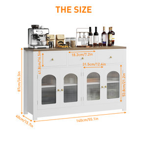 Ebern Designs Farmhouse Large Buffet Sideboard Cabinet,kitchen Cabinet Display Cabinet With ...